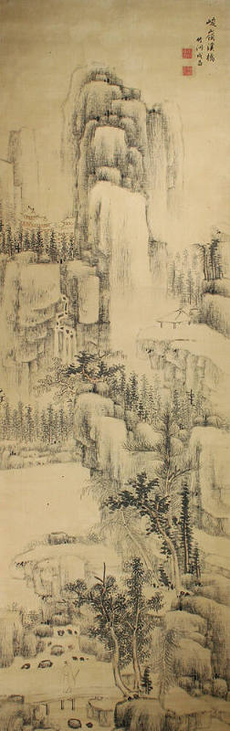 Landscape: A Lofty Mountain Range and a Bridge over a Stream – Works ...